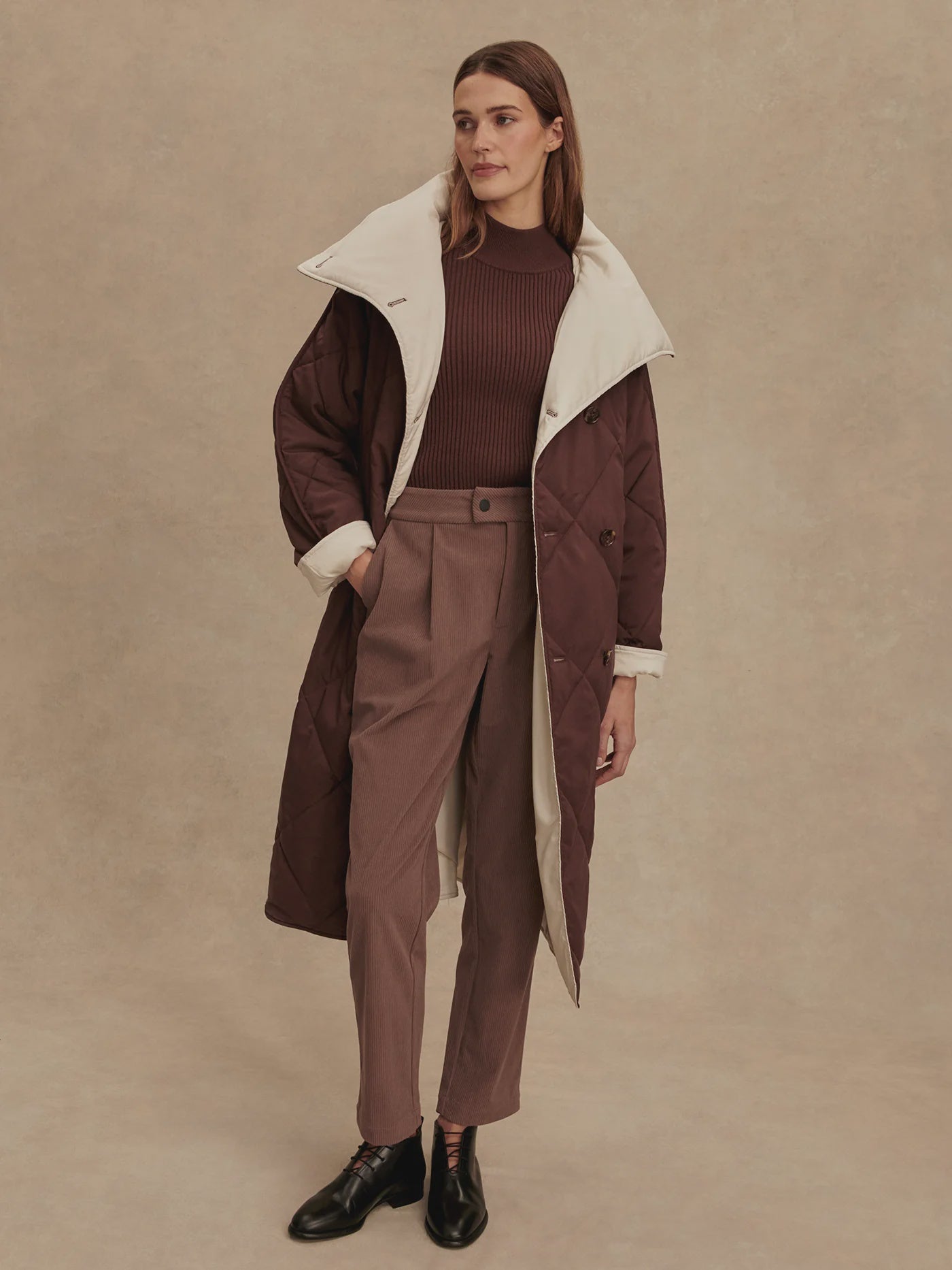 Varley Annalise Reversible Wrap Coat - Deep Mahogany – Lulu&M